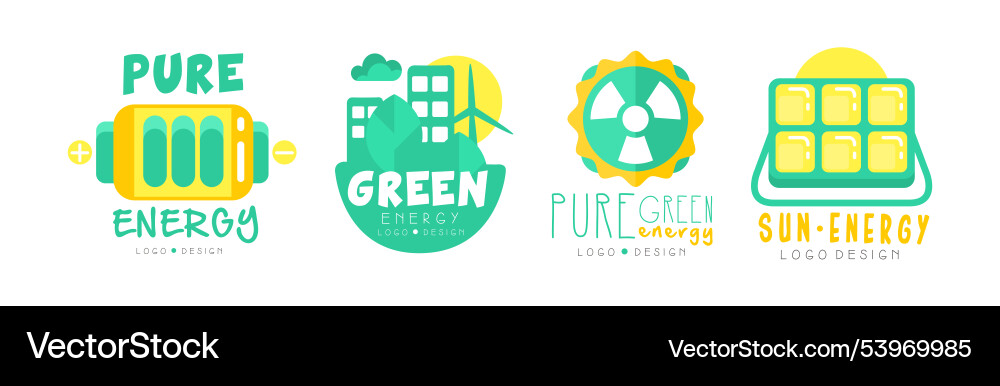 Pure green energy logo design template collection Vector Image