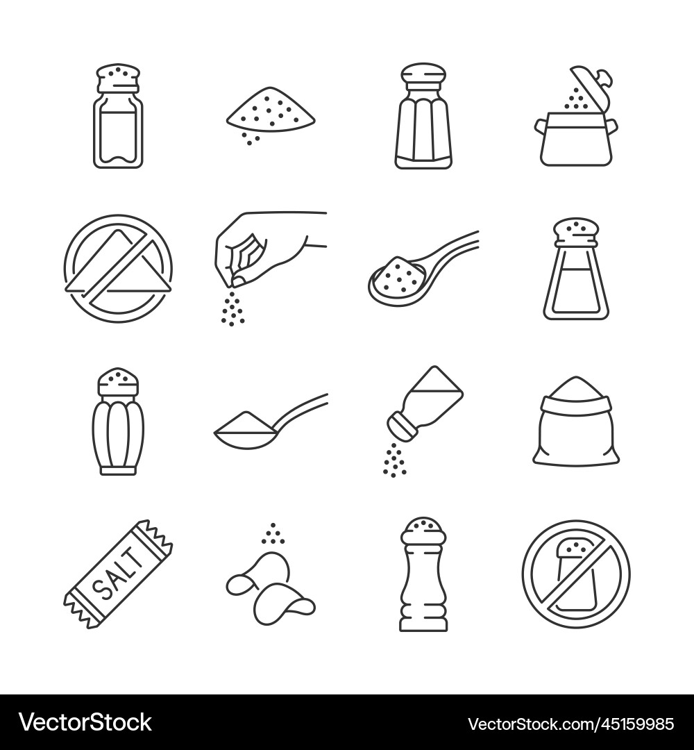 Salt line icon set Royalty Free Vector Image - VectorStock