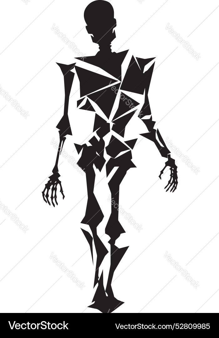 Shattered spine skeleton logo icon fragmented Vector Image