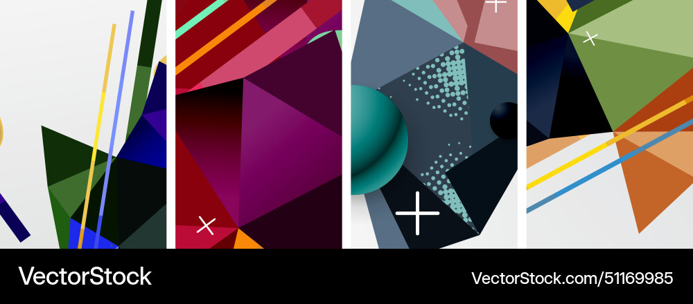 Vivid geometric shapes create an artistic collage Vector Image