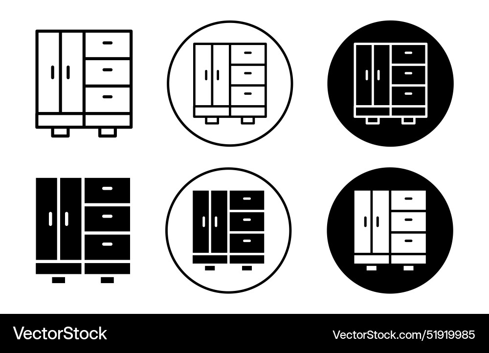 Wardrobe icon collection of outline thin line Vector Image