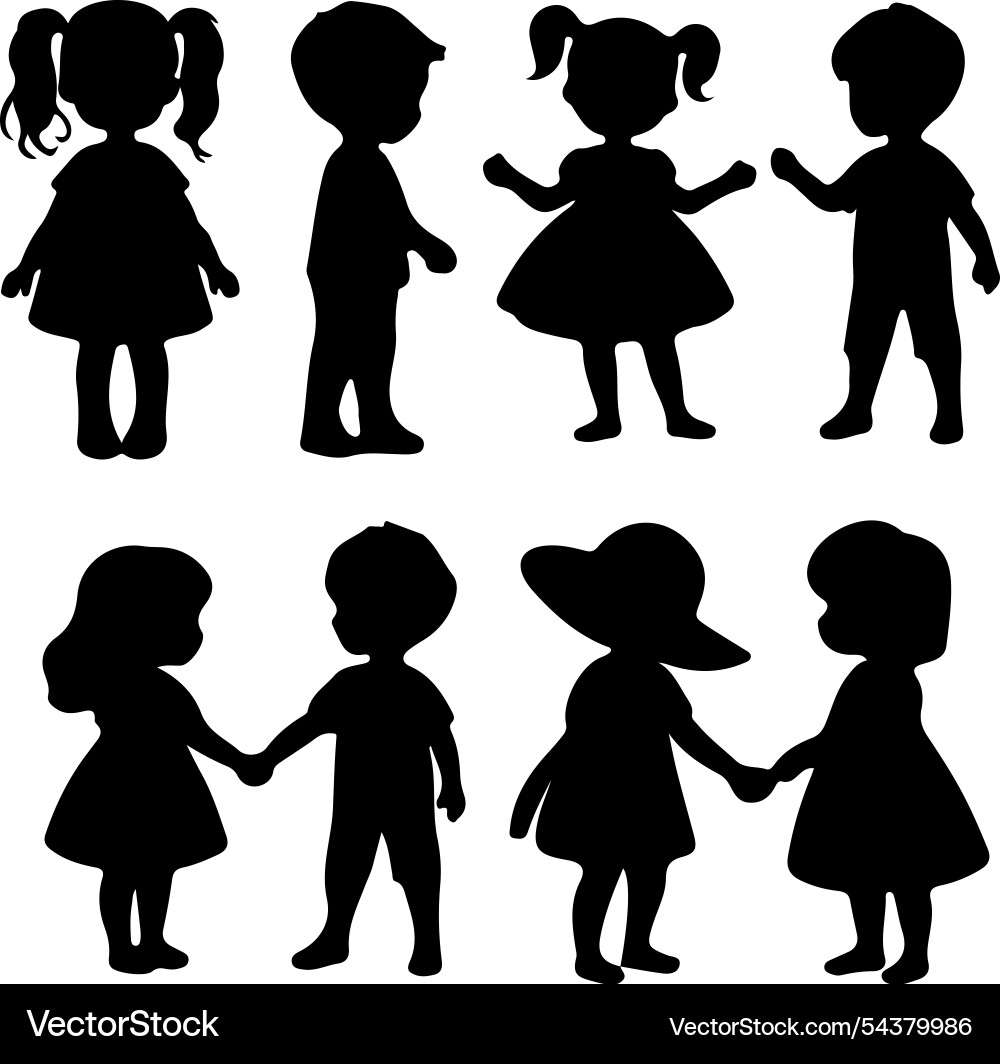 Children silhouette pack for creative projects – Free Vector | VectorStock