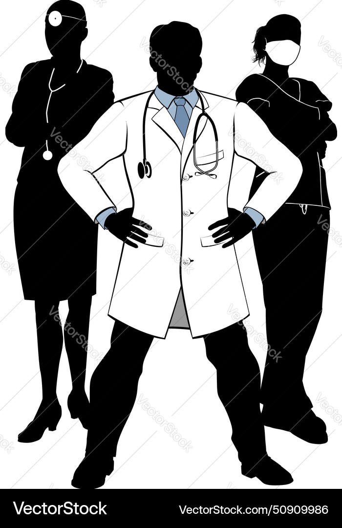 Doctors and nurses medical team silhouettes Vector Image