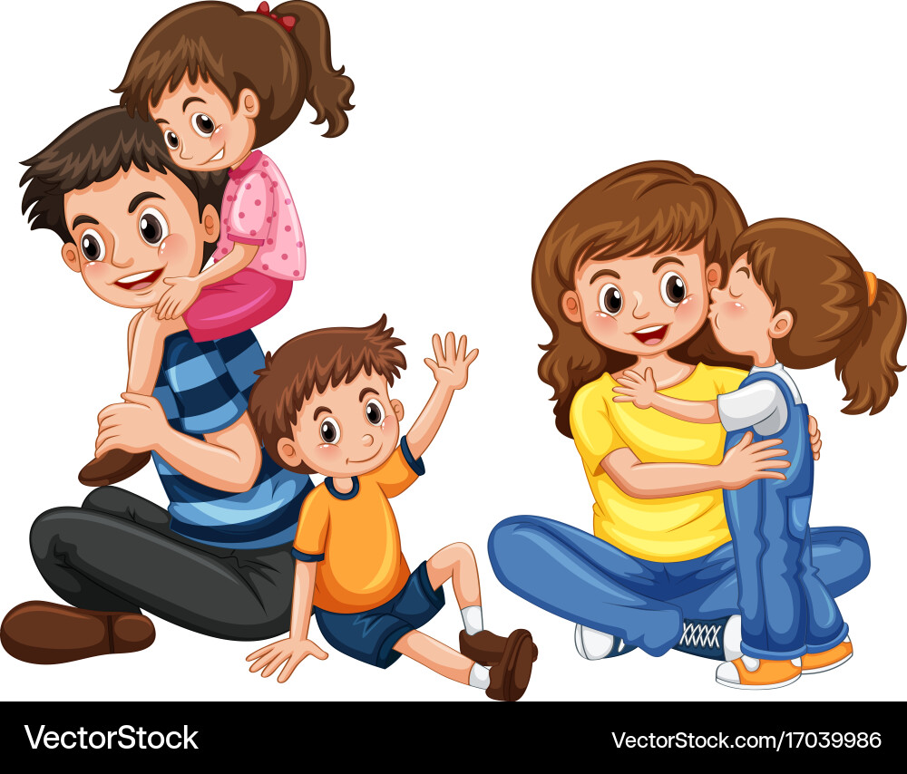 Father and mother with three kids Royalty Free Vector Image