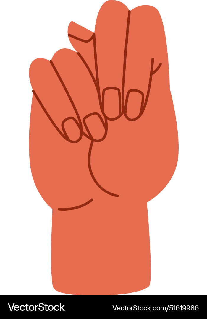 Hand sign alphabet n letter Royalty Free Vector Image