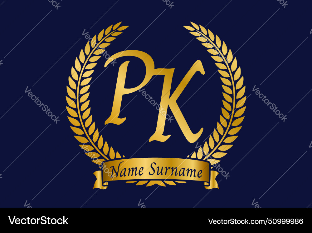 Initial letter p and k pk monogram logo design Vector Image
