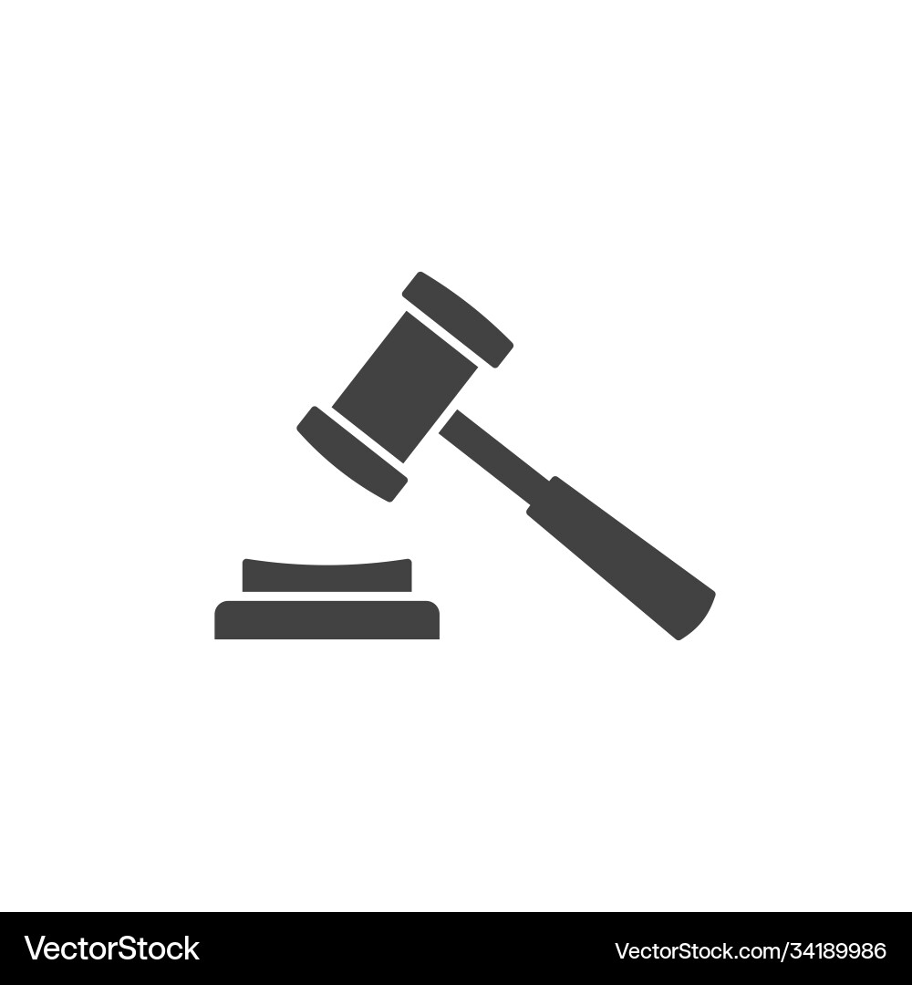 Judge's Hammer Icon - Justice Symbol Royalty Free Vector
