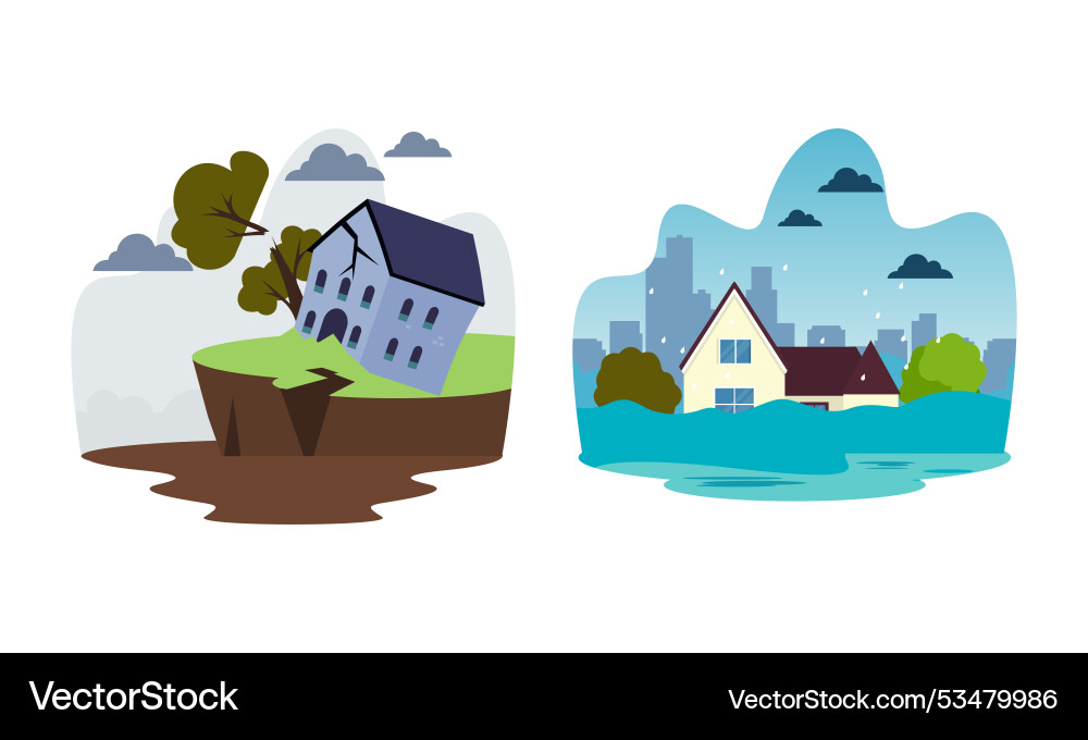 Natural disaster scenes logo Royalty Free Vector Image