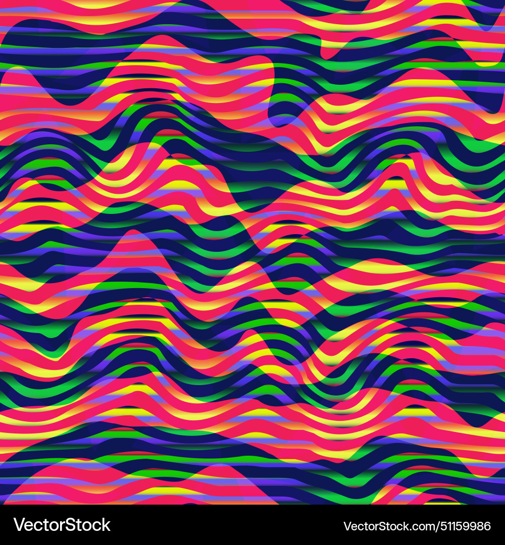 Neon waves seamless pattern Royalty Free Vector Image