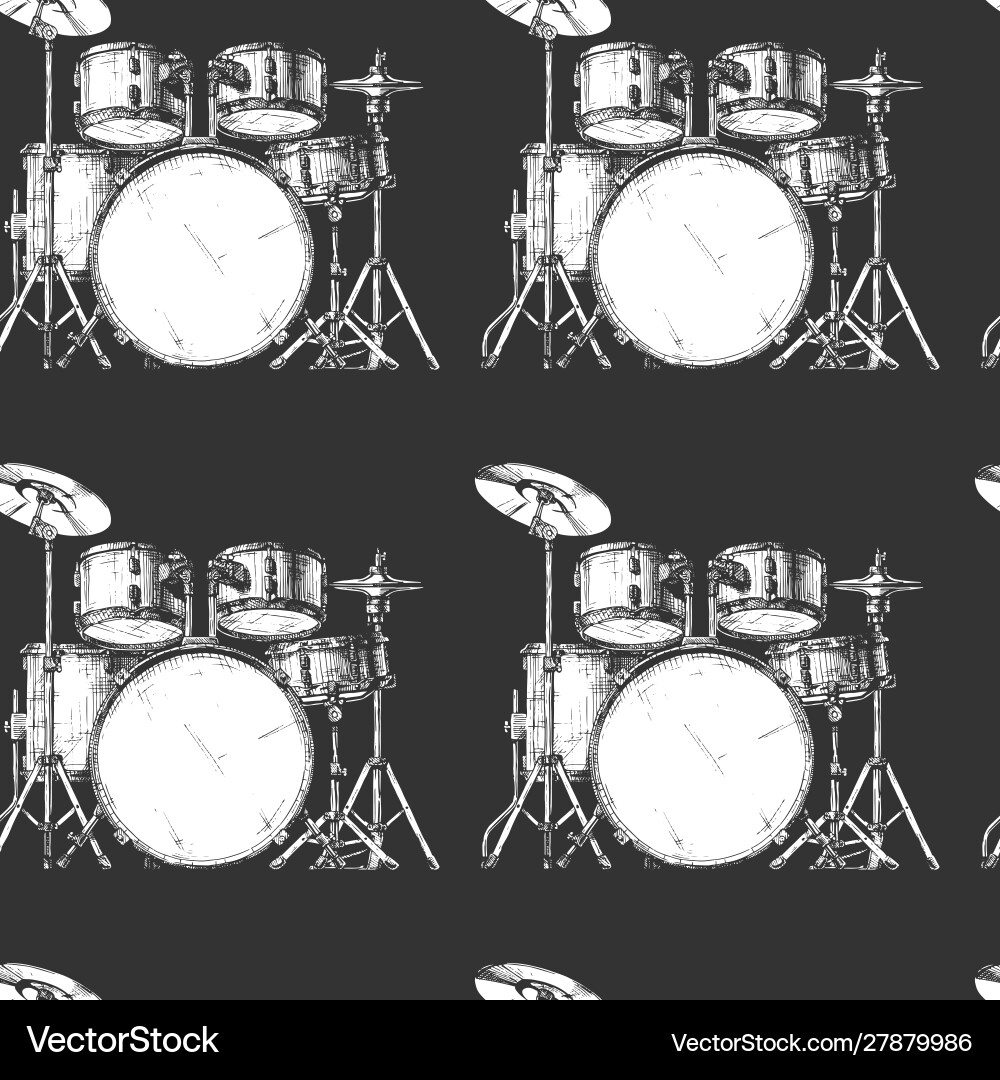 Pattern with drum kit Royalty Free Vector Image