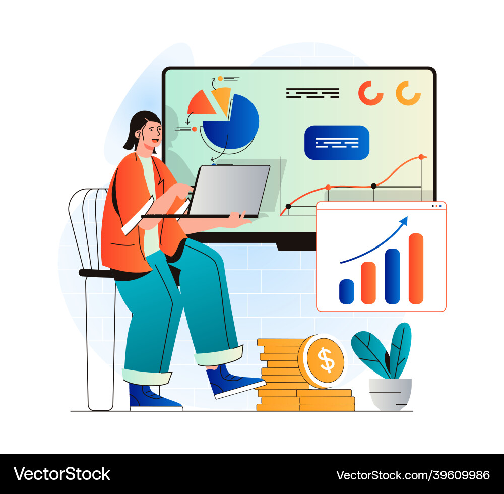 Sales performance concept in modern flat design Vector Image