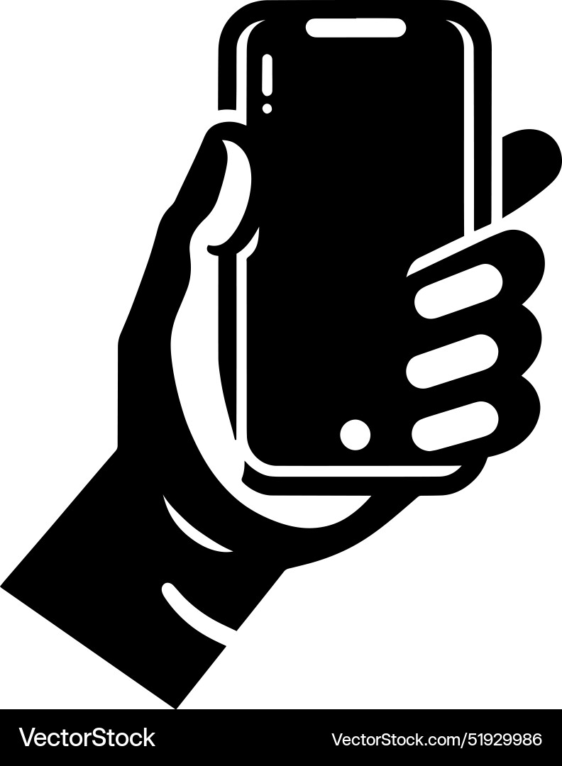 Smartphone mobile on hand silhouette isolated Vector Image