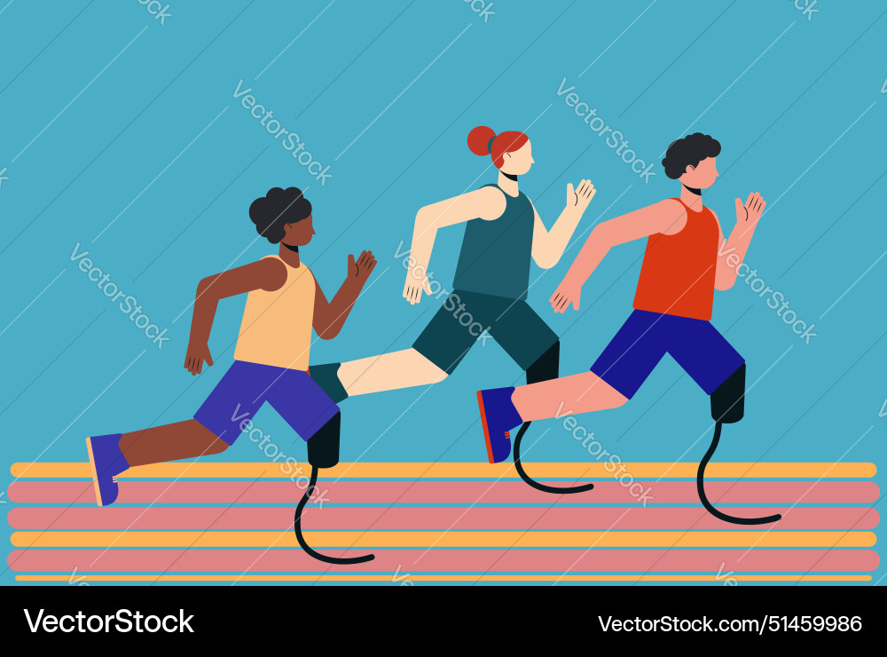 Three paralympic abstract athletes running Vector Image