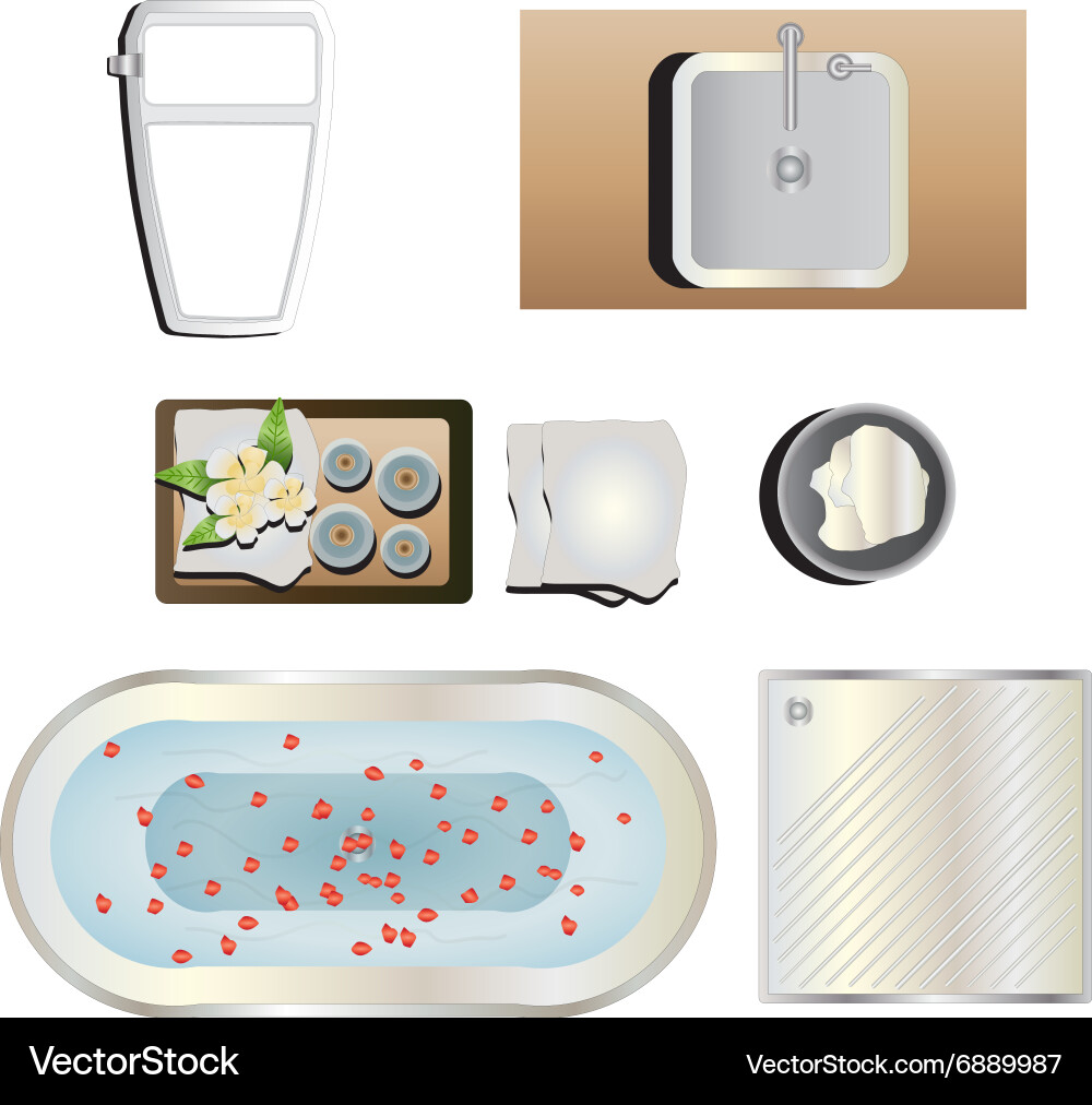 Bathroom set 4 top view for interior Royalty Free Vector