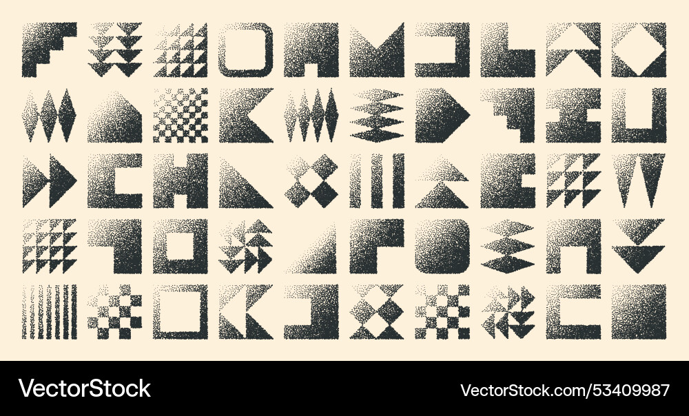 Brutalist geometric shapes dotted objects Vector Image