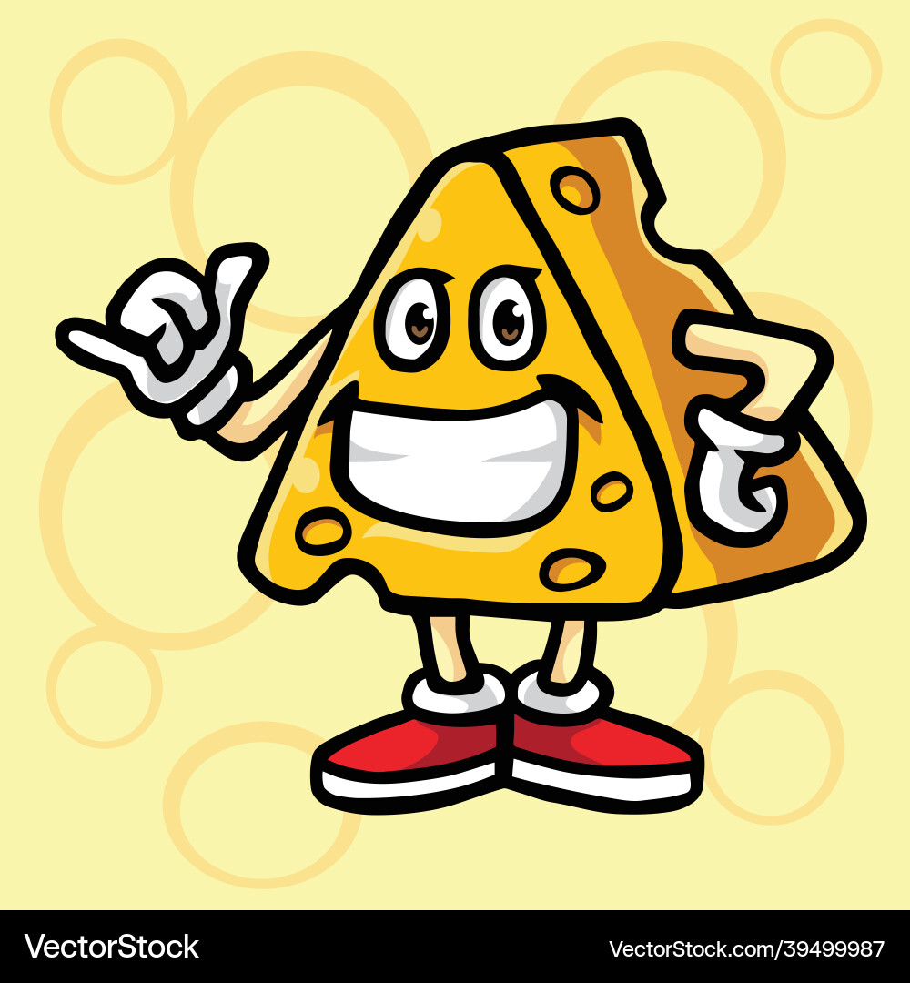 Cheese cartoon fun cool mascot logo design Vector Image