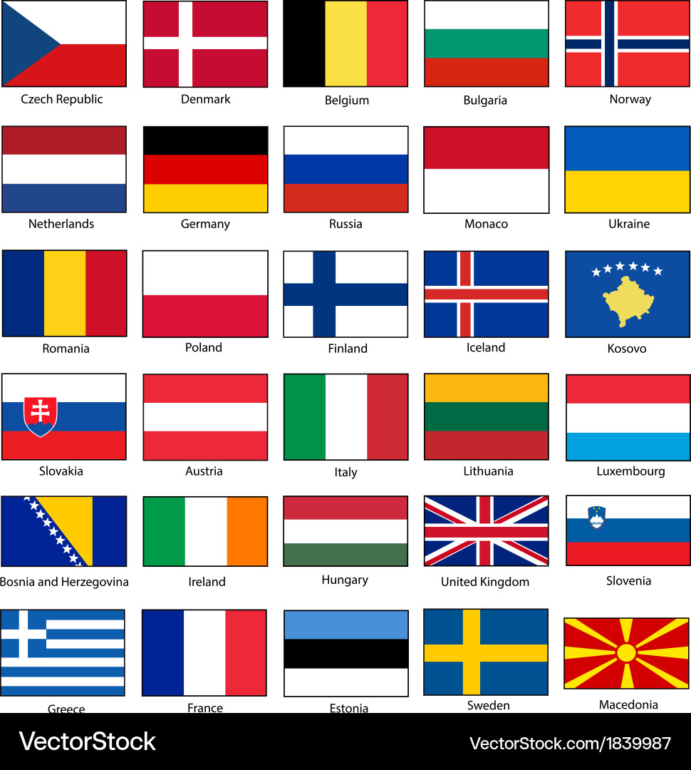 Flags of europe set Royalty Free Vector Image - VectorStock