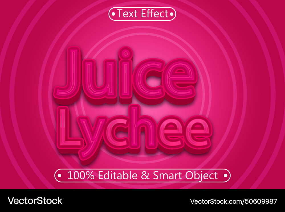 Juice lychee editable text effect 3 dimension Vector Image