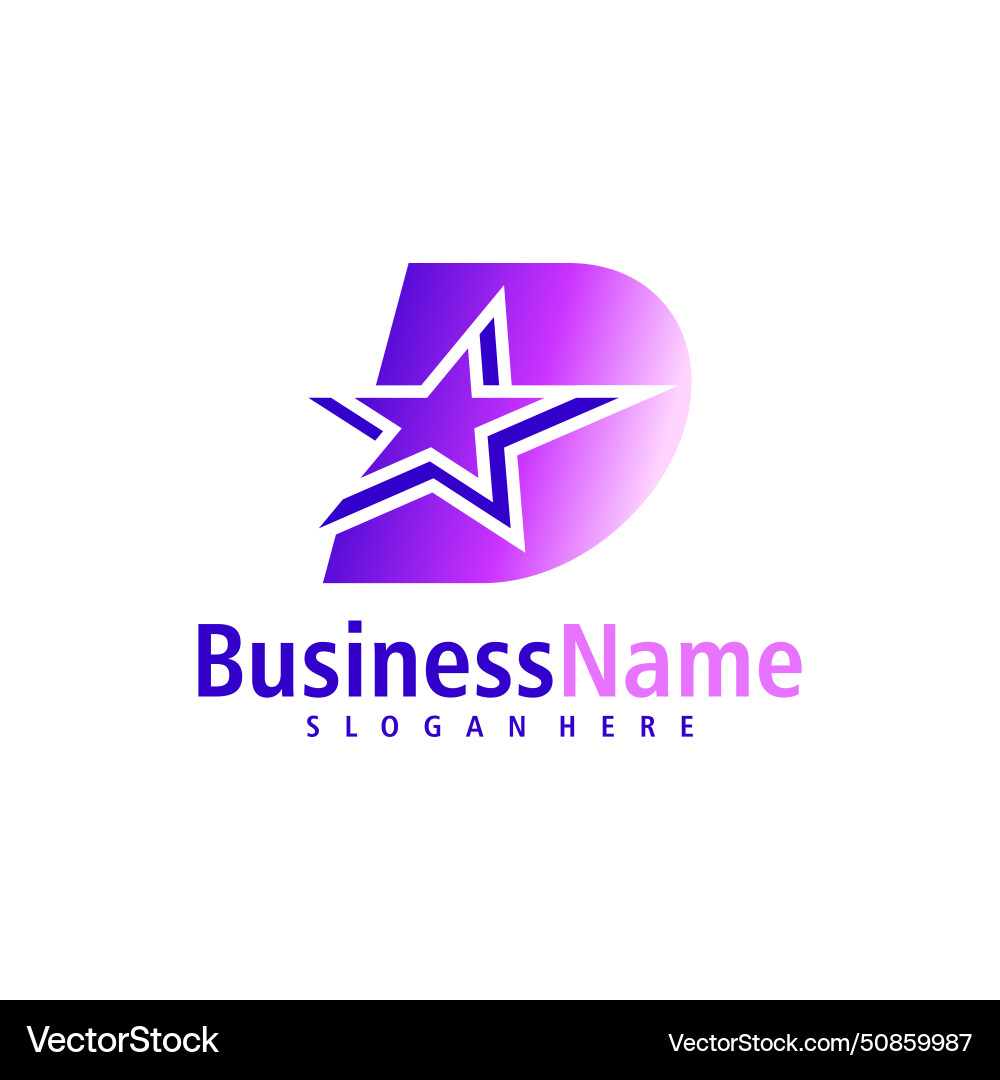Letter d with star logo design creative initial Vector Image
