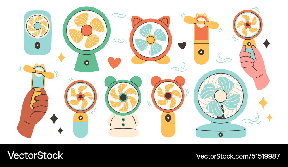 Modern portable fan table hand mini Royalty Free Vector