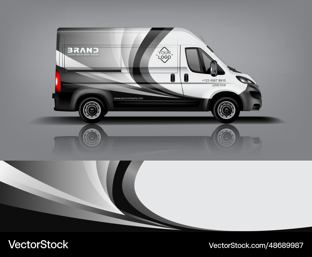 Modern Van Wrap Graphics Royalty Free Vector Image