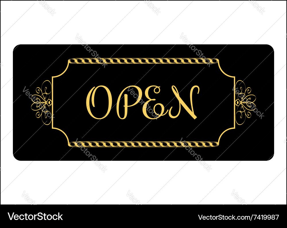 Open sign effect of gold Royalty Free Vector Image