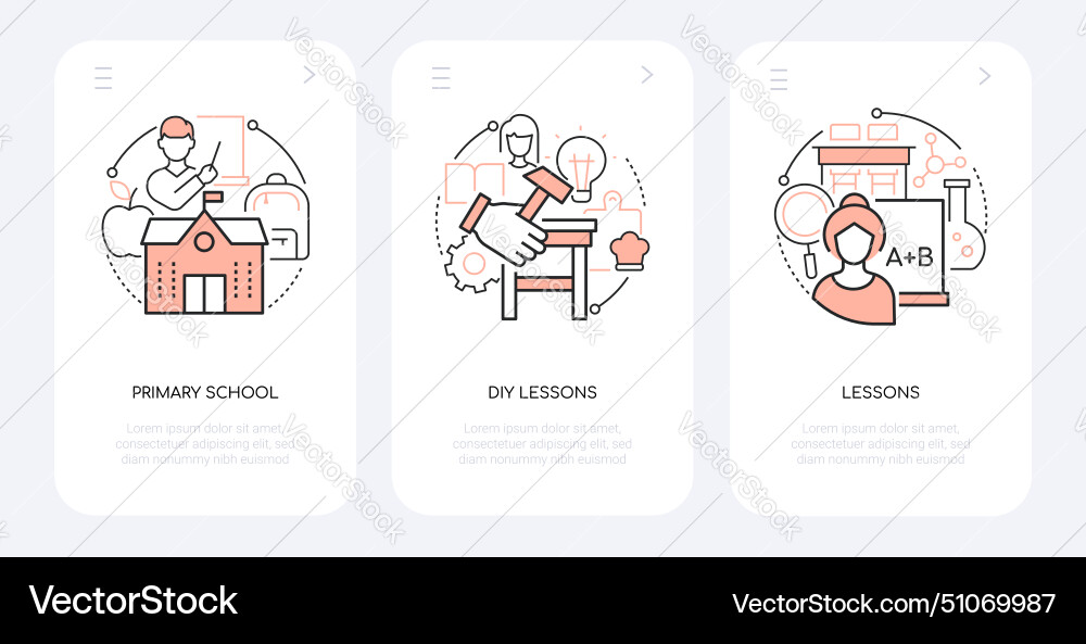 Primary school and lessons - line design style Vector Image