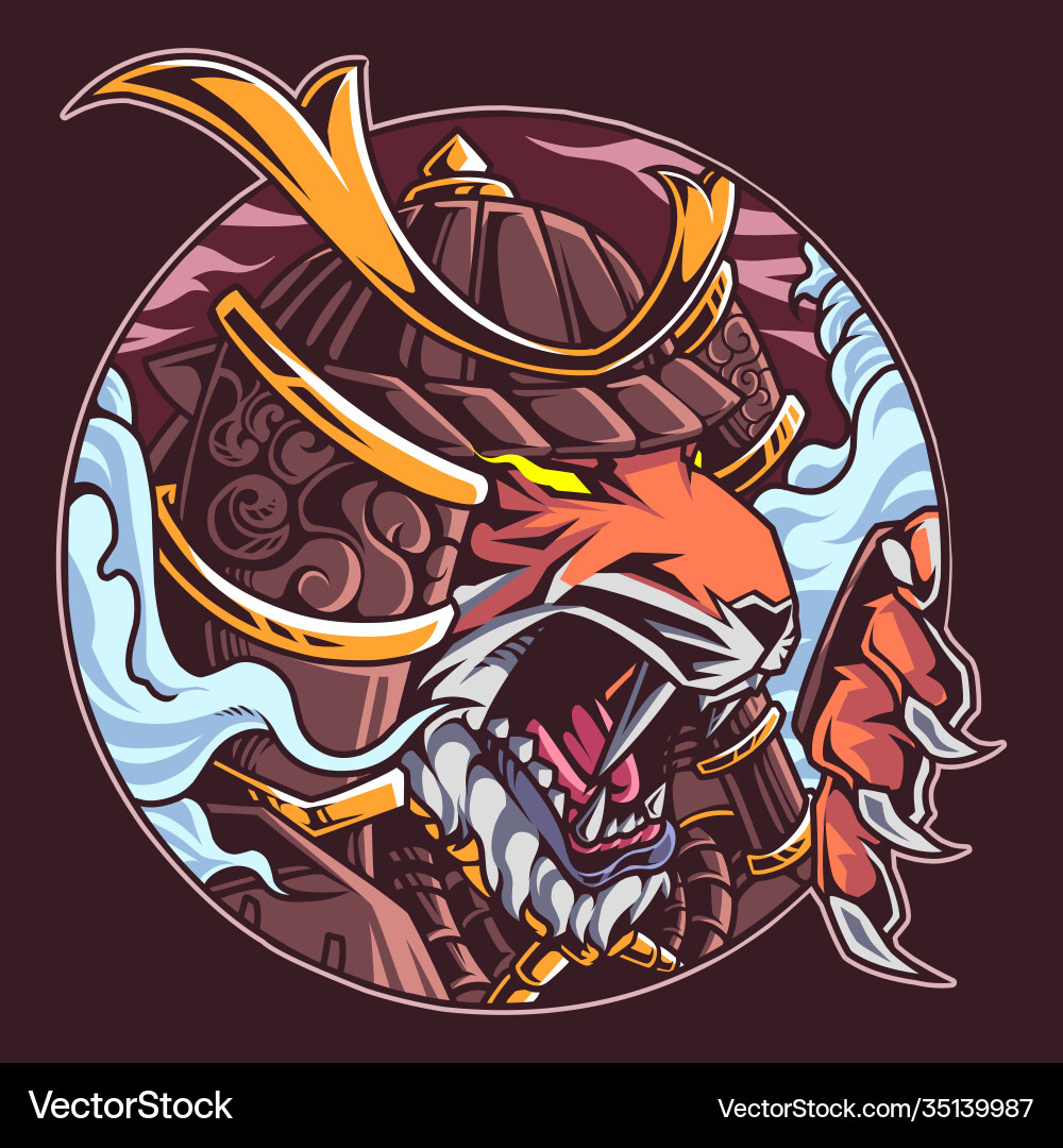 Tiger warrior mascot logo design Royalty Free Vector Image