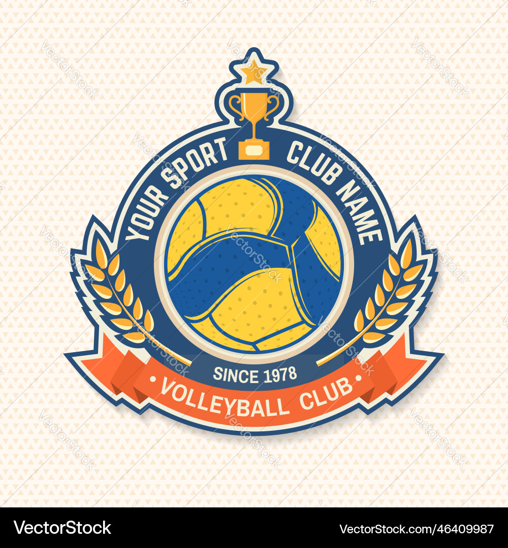 Volleyball club patch sticker design Royalty Free Vector