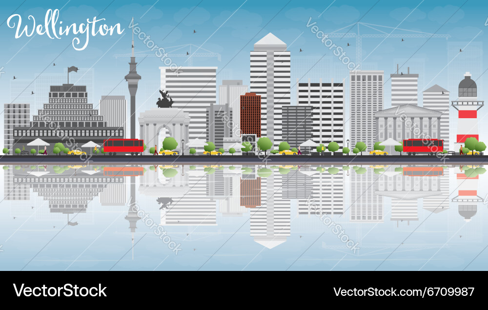 Wellington skyline with grey buildings Royalty Free Vector
