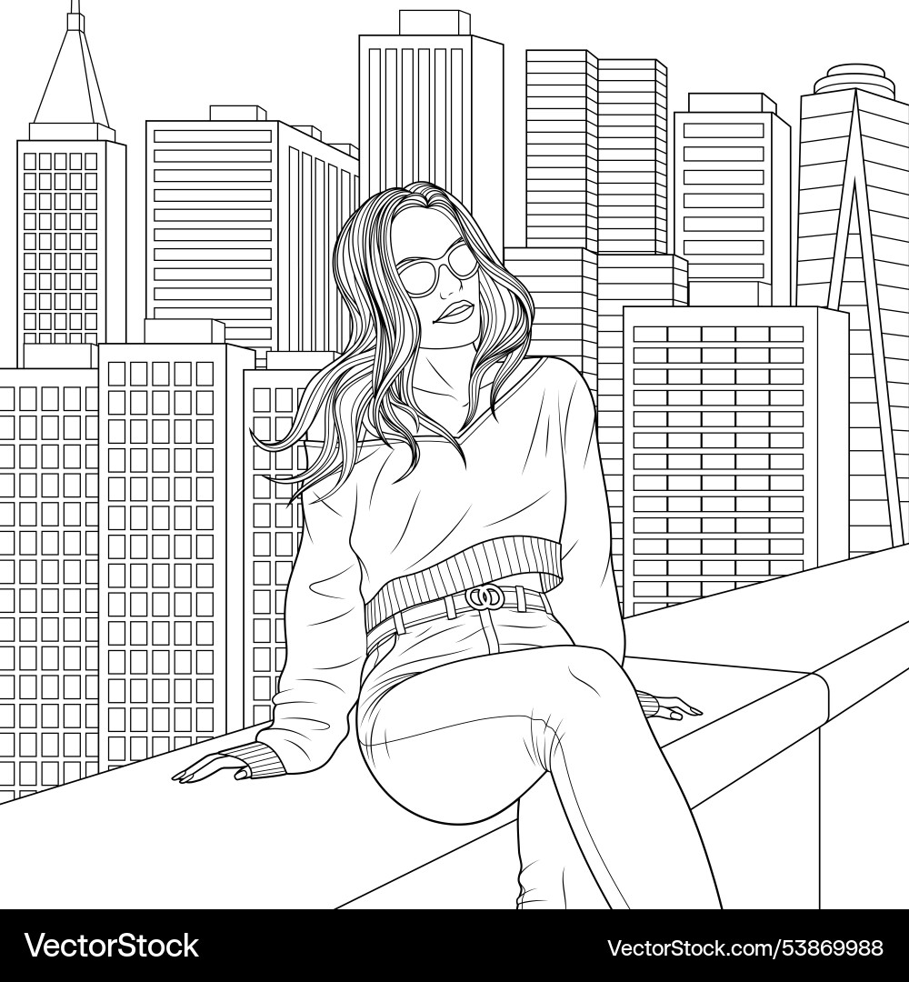 Beautiful girl sitting Royalty Free Vector Image