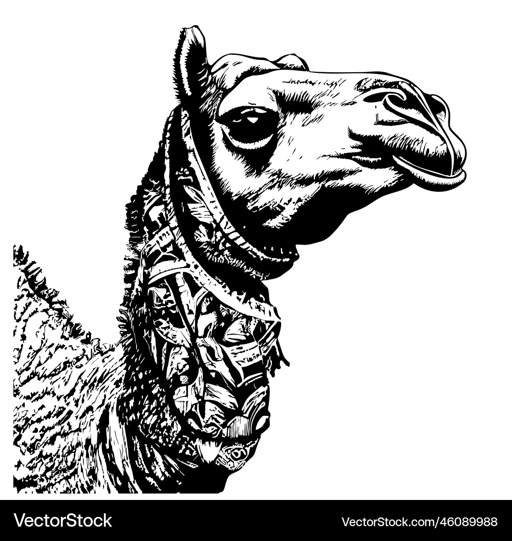 Camel head hand drawn sketch Royalty Free Vector Image