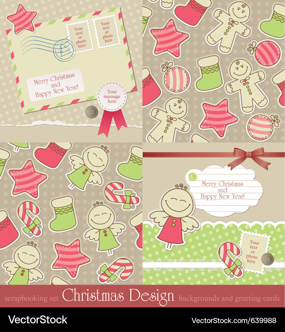 Christmas vintage set Royalty Free Vector Image