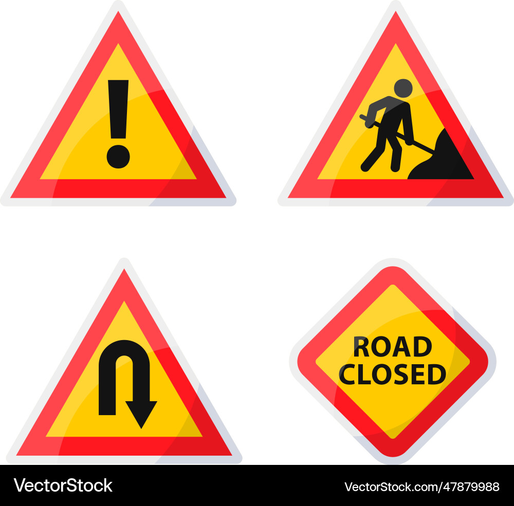Construction road signs industrial service Vector Image