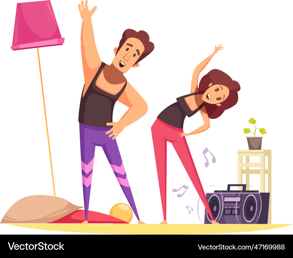 Couple Morning Exercise Royalty Free Vector Image