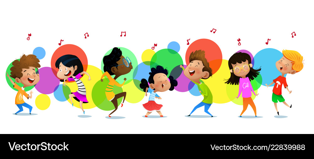 Cute funny children in dance studio Royalty Free Vector