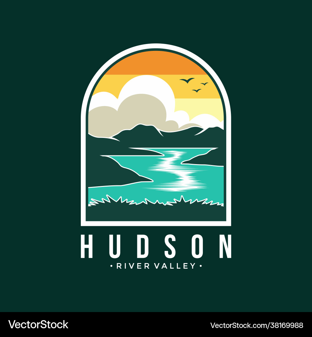 Hudson river valley emblem patch logo Royalty Free Vector