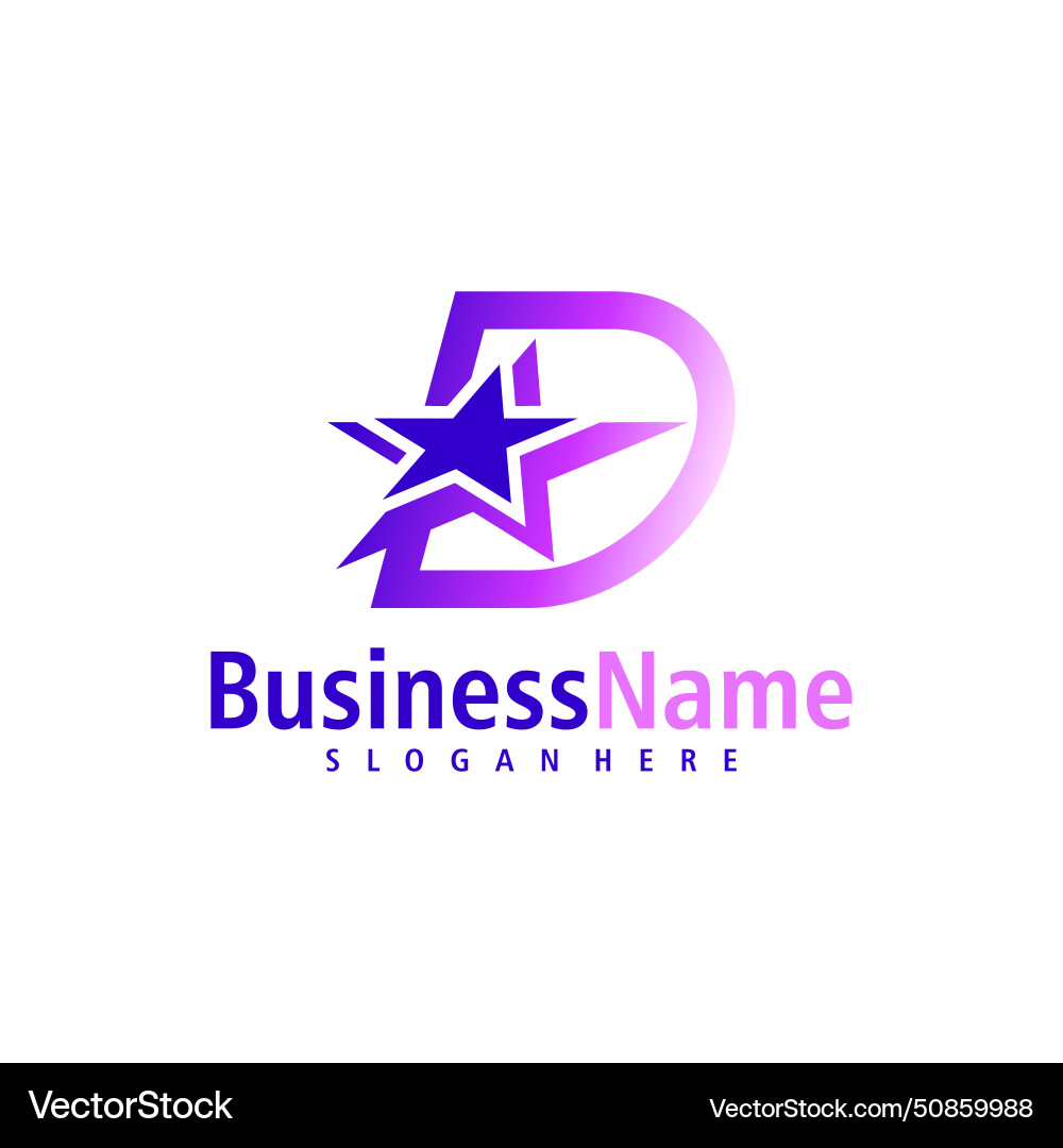 Letter d with star logo design creative initial Vector Image