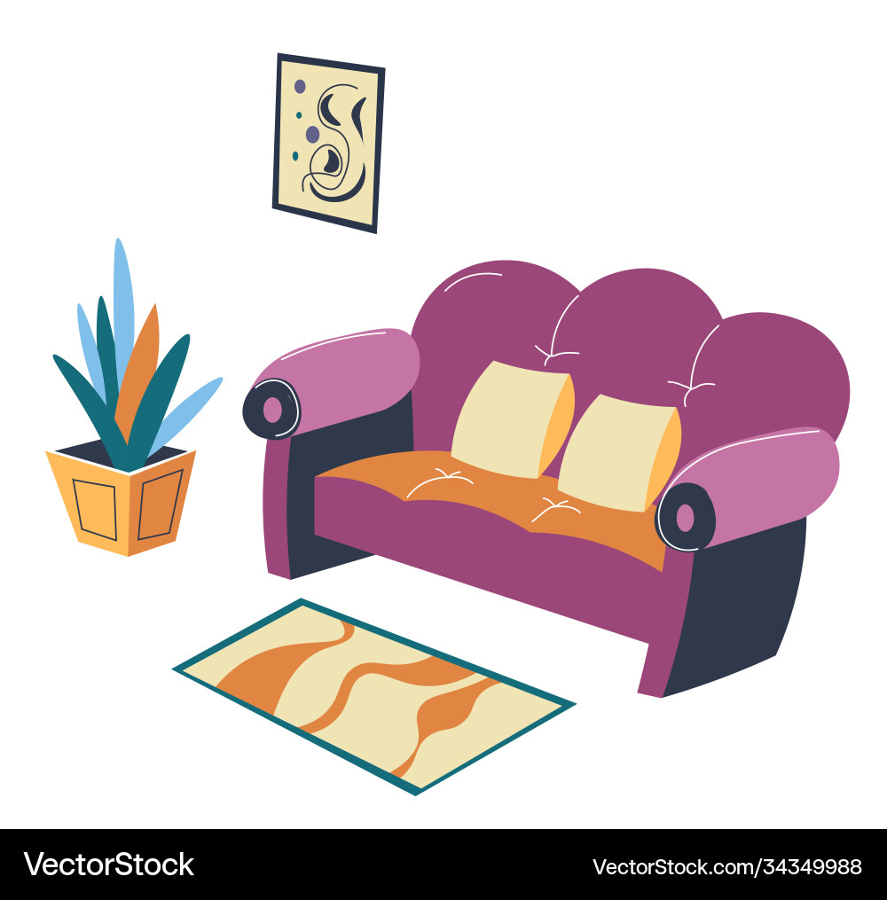 Living room or lounge interior design Royalty Free Vector