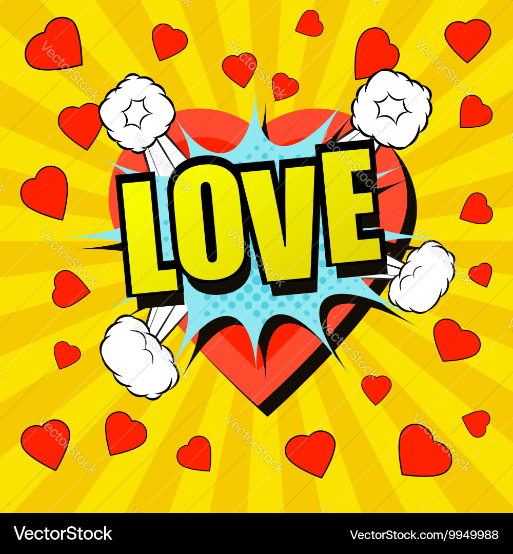 Love comic cartoon text Royalty Free Vector Image