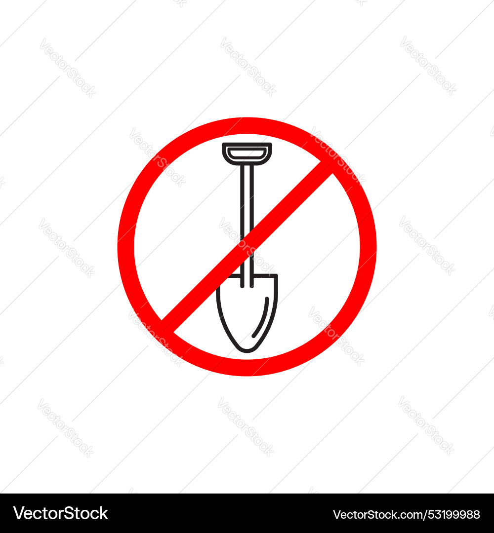 No digging sign icon set construction shovel work Vector Image