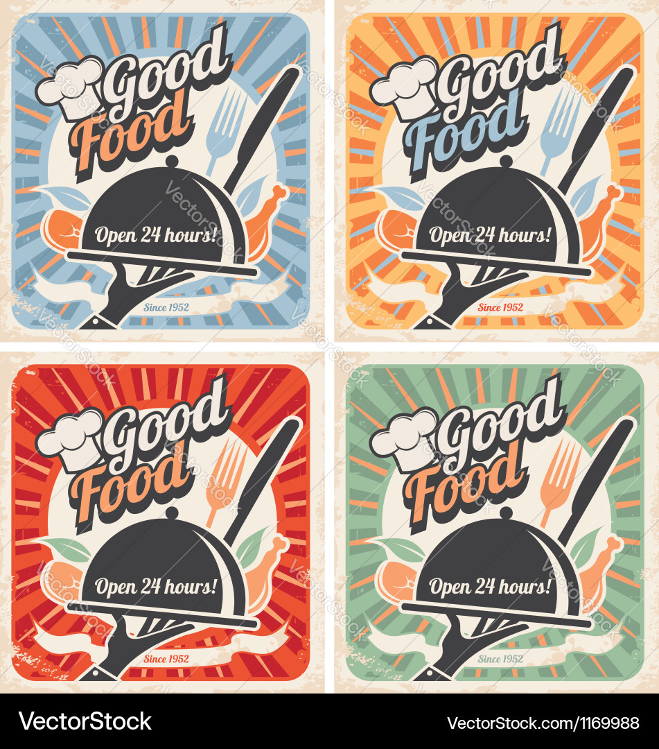Set of retro restaurant posters Royalty Free Vector Image