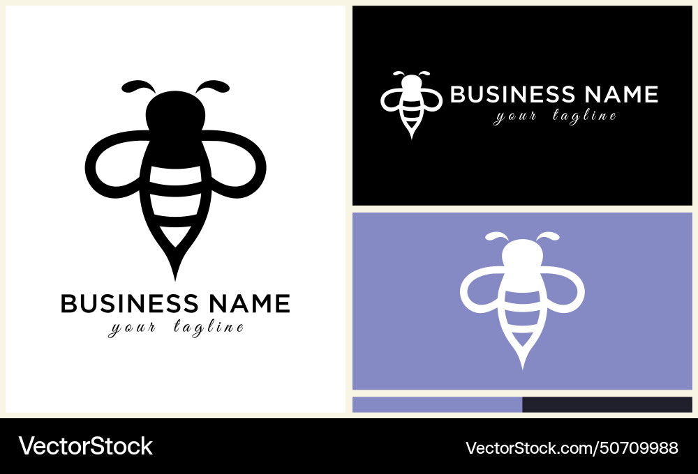 Silhouette bee logo template Royalty Free Vector Image