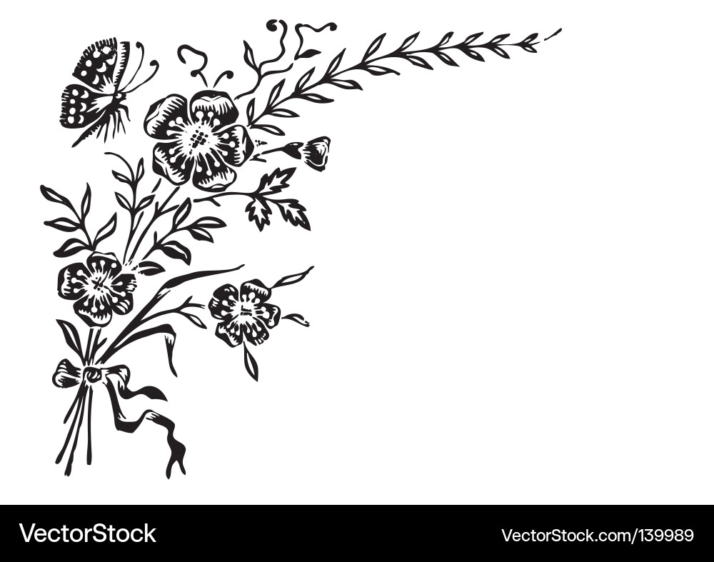 Antique flowers engraving Royalty Free Vector Image