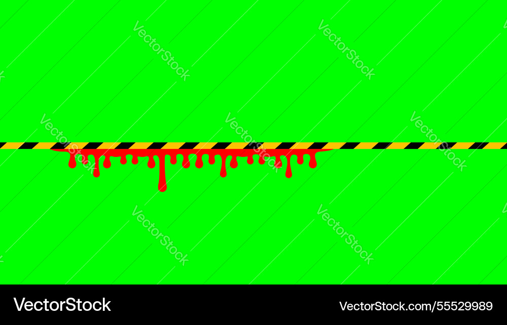 Caution tape stripe and blood drop on green Vector Image
