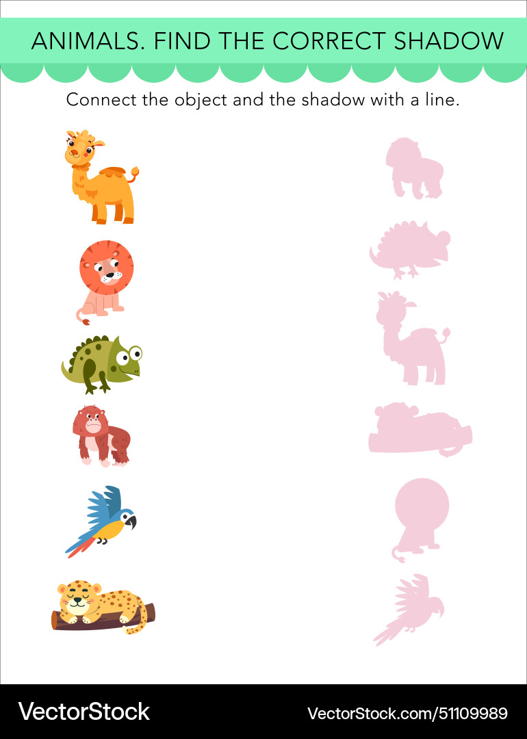 Find the right shadow puzzle game for children Vector Image