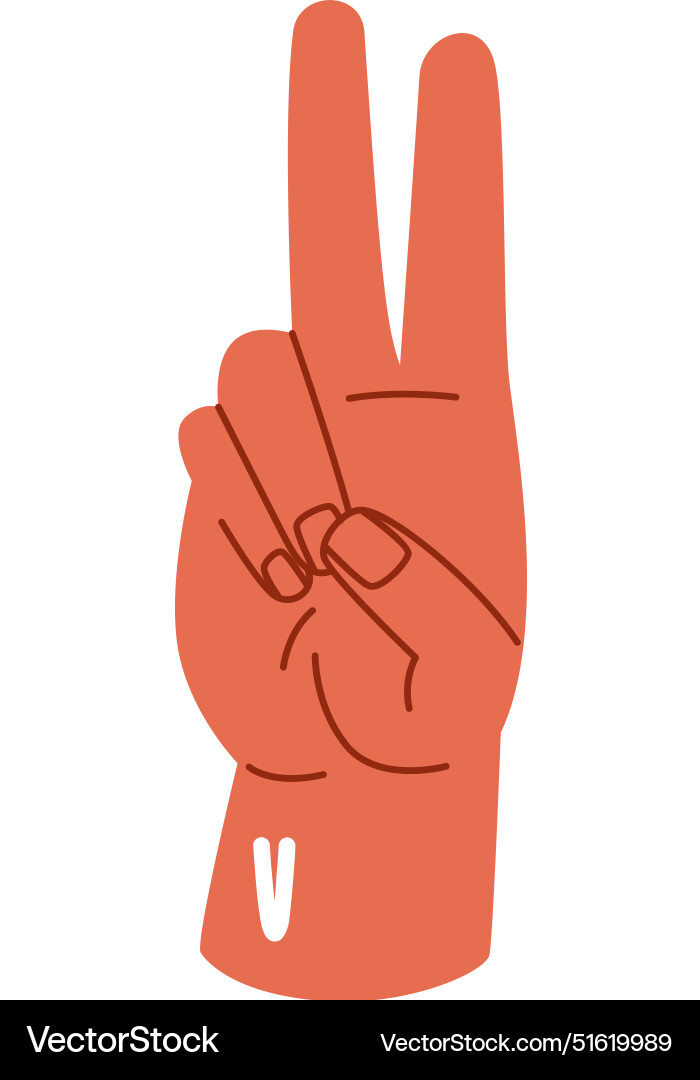 Hand sign alphabet v letter Royalty Free Vector Image