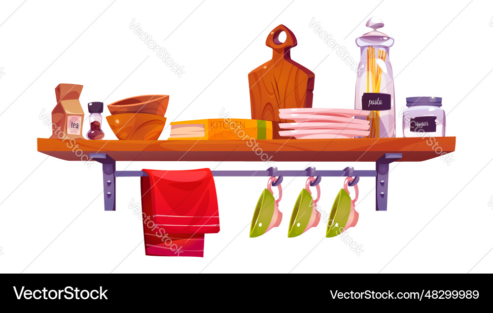 Kitchen shelf with utensil and cook tool Vector Image