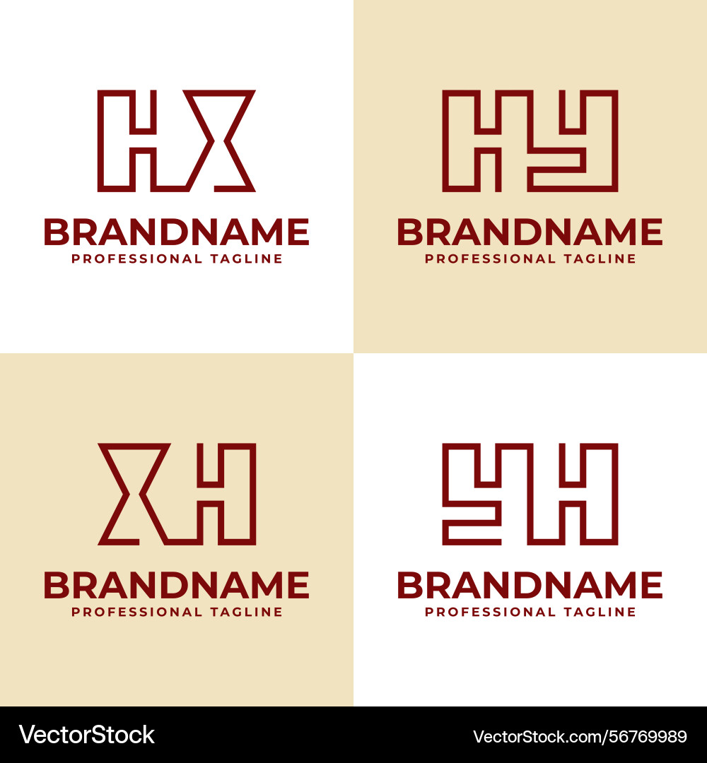 Letters hx xh hy yh monogram logo suitable Vector Image