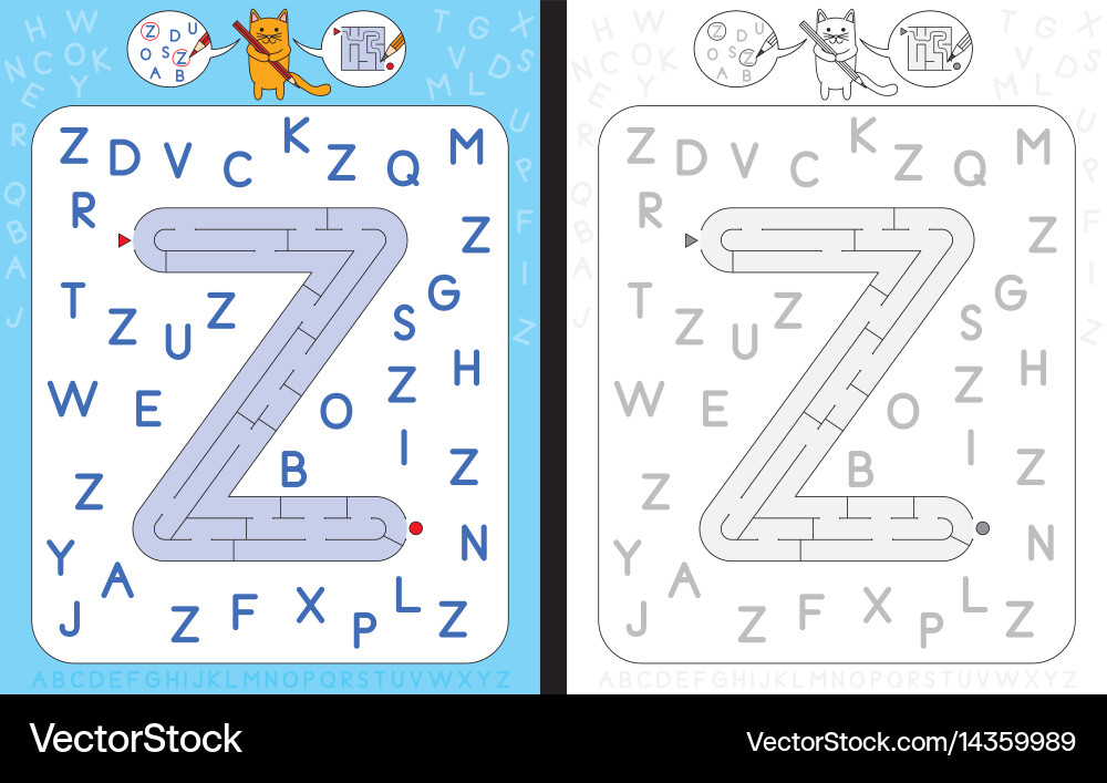 Maze letter z Royalty Free Vector Image - VectorStock